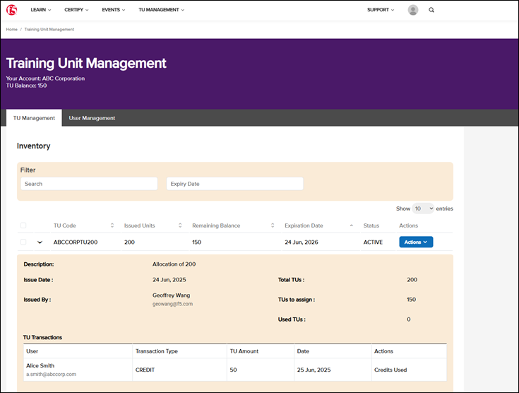 How to authorize users for Training Units – F5 Education Services