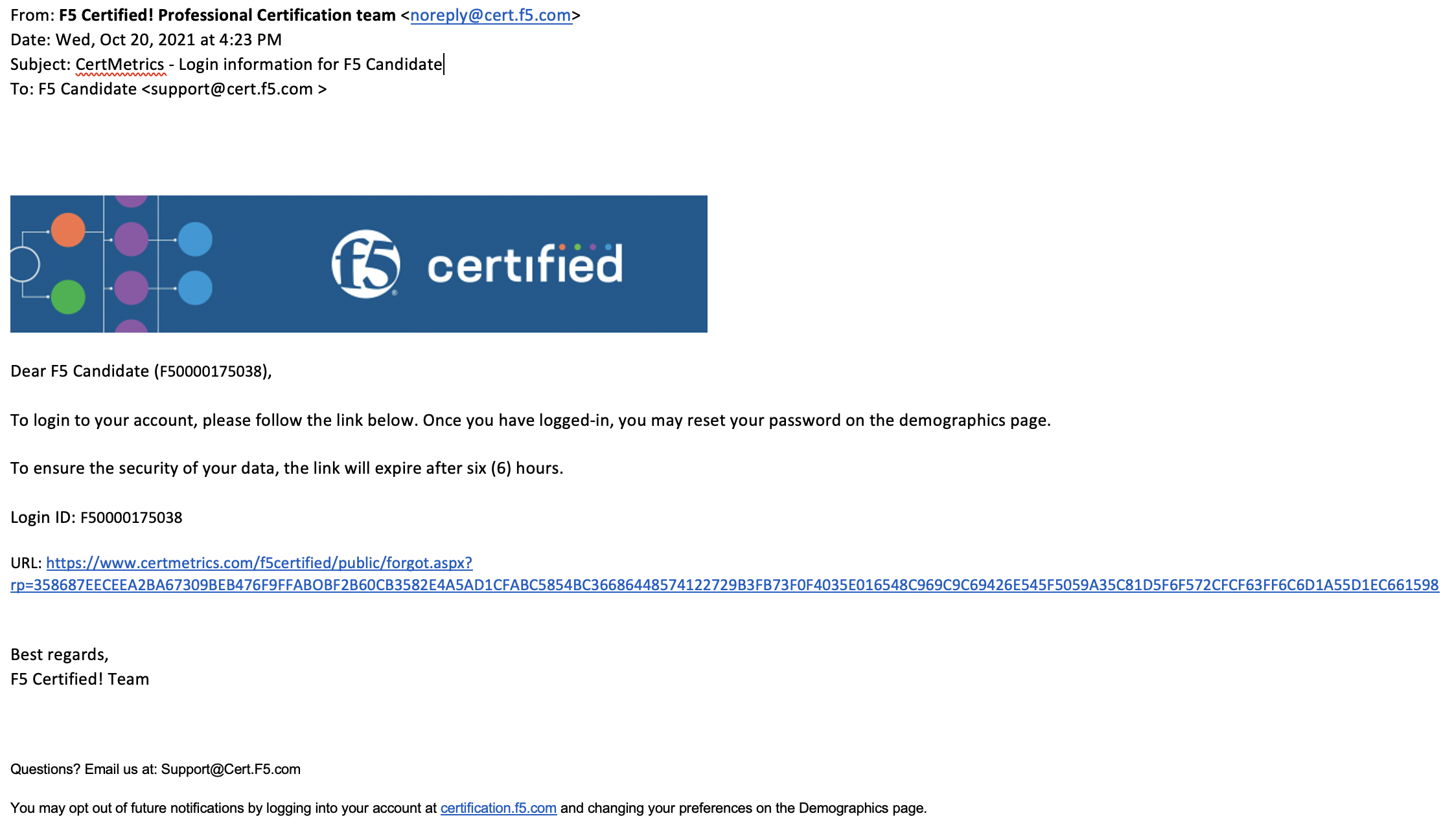 How do I reset my F5 candidate certification portal password or ...